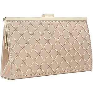 Metal Top-Handle Women Evening Clutch Purse Bag Crystal Rhinestone Handbags Champaign Medium