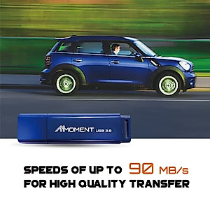 Mmoment MU37 32GB Single Pack USB 3.0 Flash Drive, Thumb Drive for Data Storage, Memory Stick with Read Speed up to 90MB/s, Jump Drive with Protection Cap, Modern Matte Blue (32GB)