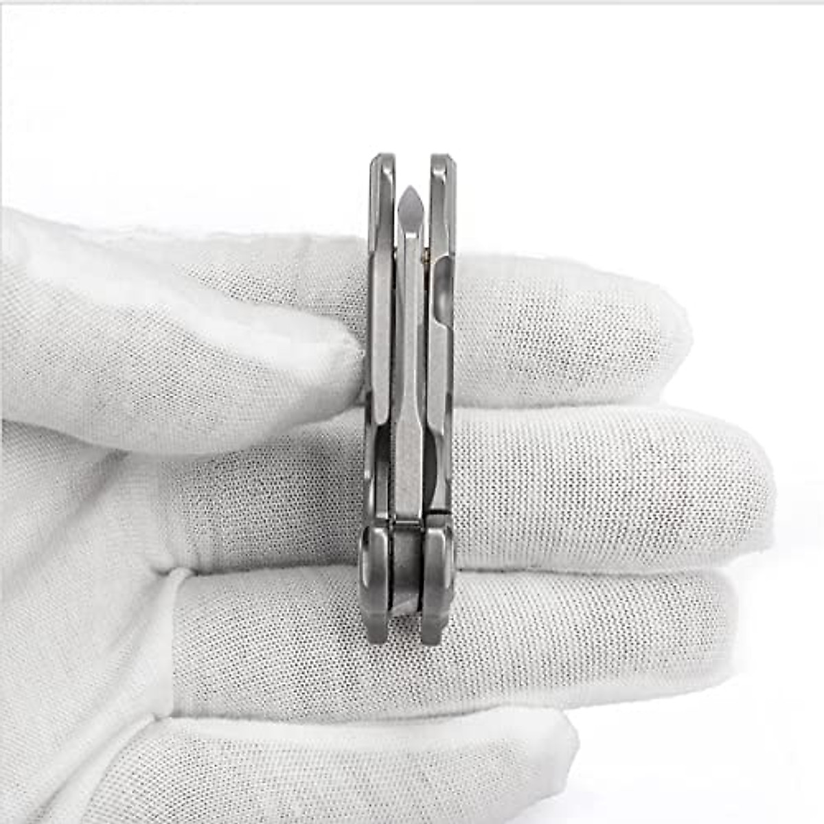 NHDT sw701 Mini Titanium Handle Steel Blade Folding Pocket Flipper Knife，Ultra Small EDC Tiny 2.18 Inchs hang on a keychain, frame lock knife Camping Tool Outdoor Activities