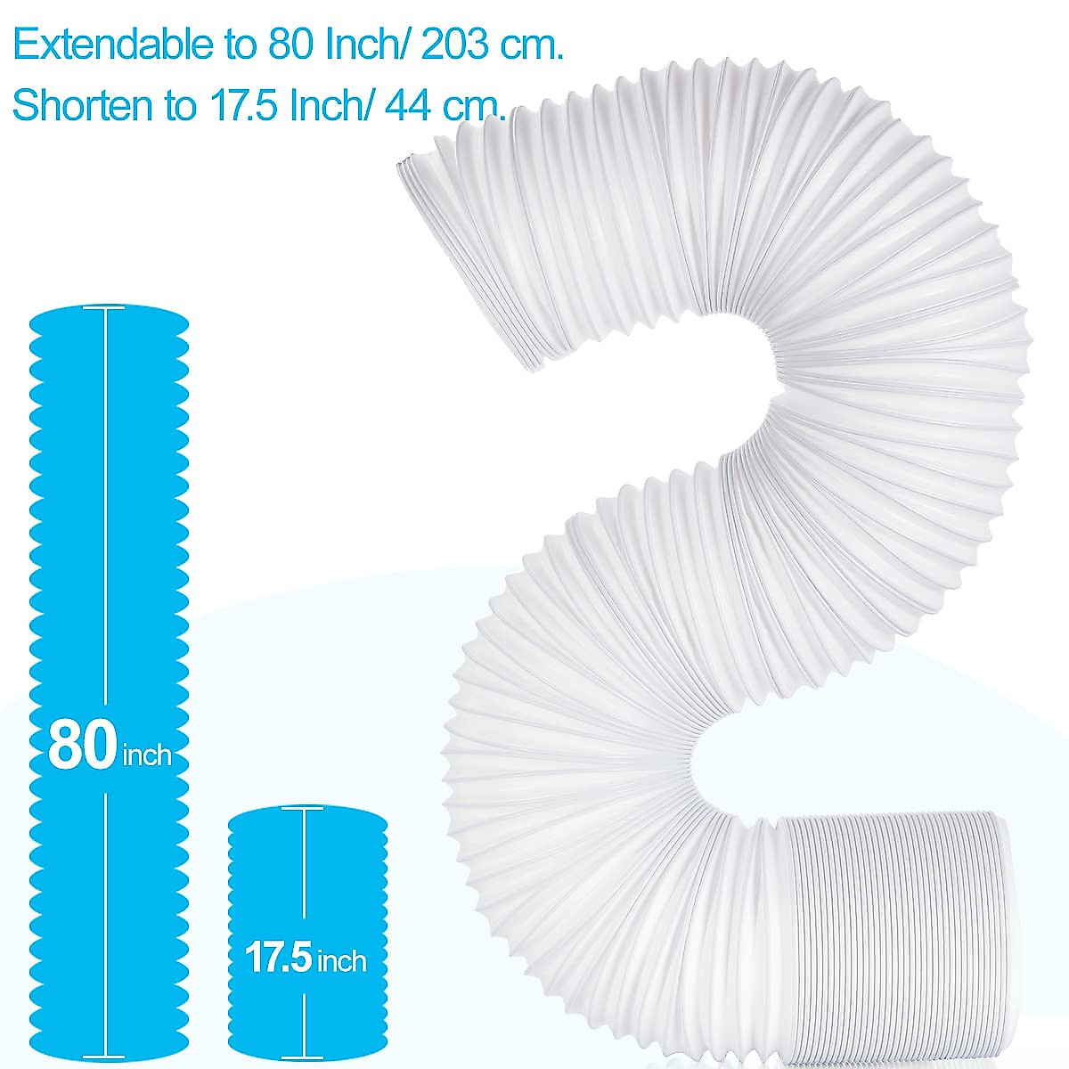 HVAC YELLOW HAT Portable Air Conditioner Exhaust Hose，Up to 80 Inch Length 5.9" Diameter, Anti-Clockwise Thread