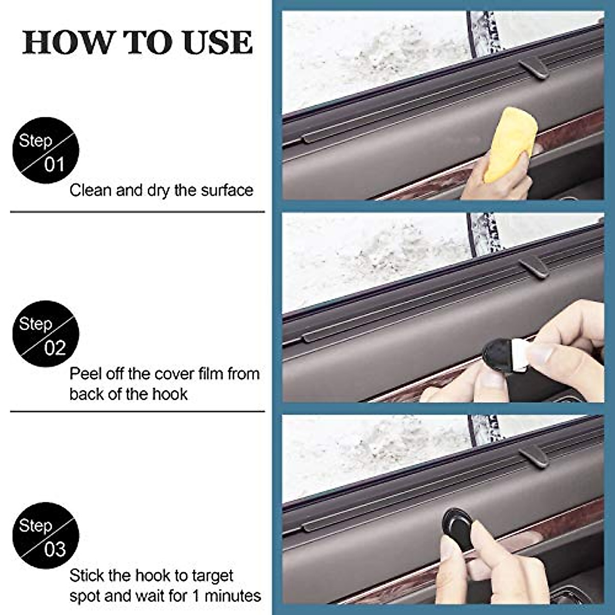 Frienda 15 Pieces Car Black Sticky Hooks Multifunctional Vehicle Adhesive Hooks Hanging Car Storage Hooks for Key USB Cable Earphone Cable Holder Vehicle Decor