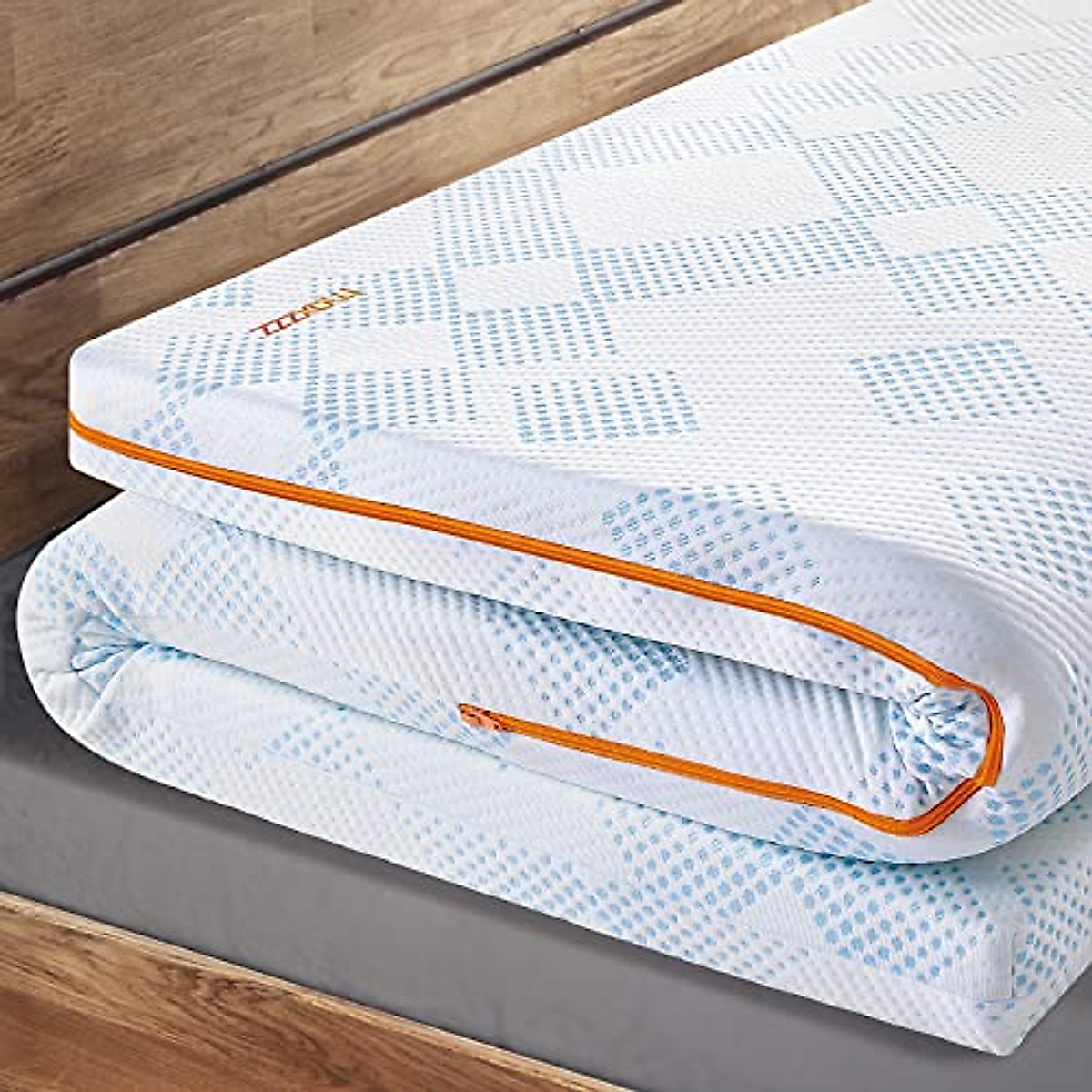 Maxzzz 3 Inch Full Size Mattress Topper-Gel Memory Foam Bed Topper-Copper Infused Pressure Relief Pad-Soft Removable Washable Cover-2 Layer Ventilated Design High-Density Memory Foam