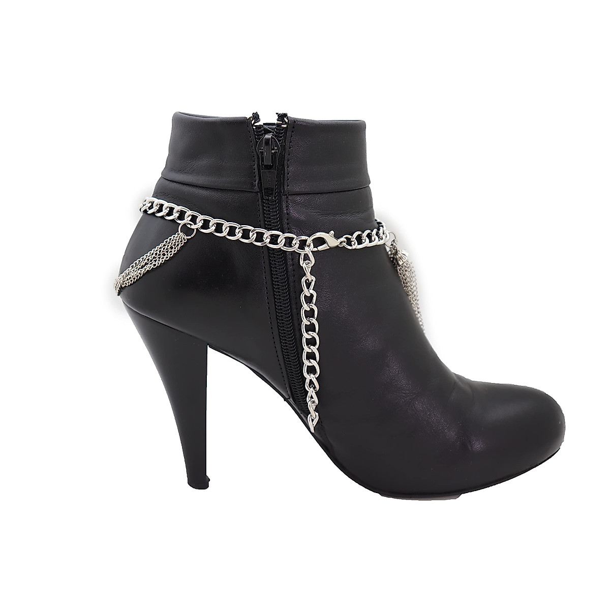 Women Boot Bracelet Western Hip Hop Fashion Jewelry Silver Metal Chain Fringe Tassel Wave Charms