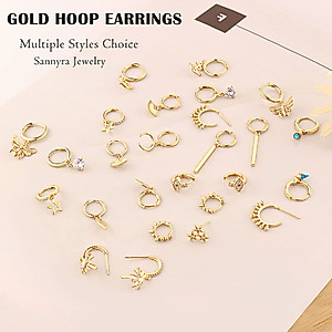 Spike Hoop Earrings Huggie Stud 14K Gold Plated Rivet Simple Earrings For Women