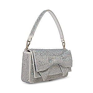 Betsey Johnson Rhinestone Convertible Bow Bag, Silver