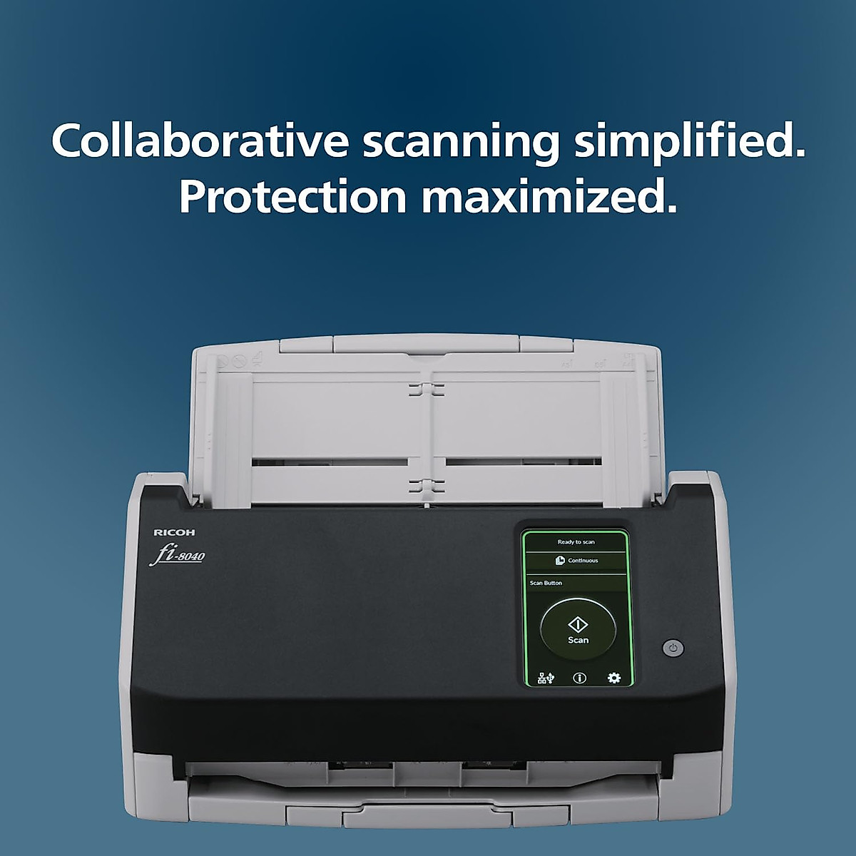 RICOH fi-8040 Premium Fast Front Office & Desktop Document, Receipt, ID Card Scanner with 50 Page Auto Feeder and PC-Less DirectScan Network Scanning Capability with 4-Year Advance Exchange Warranty
