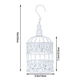 UEETEK Decorative Metal Bird Cage Home Hanging Ornament for Wedding Party Decoration (White)