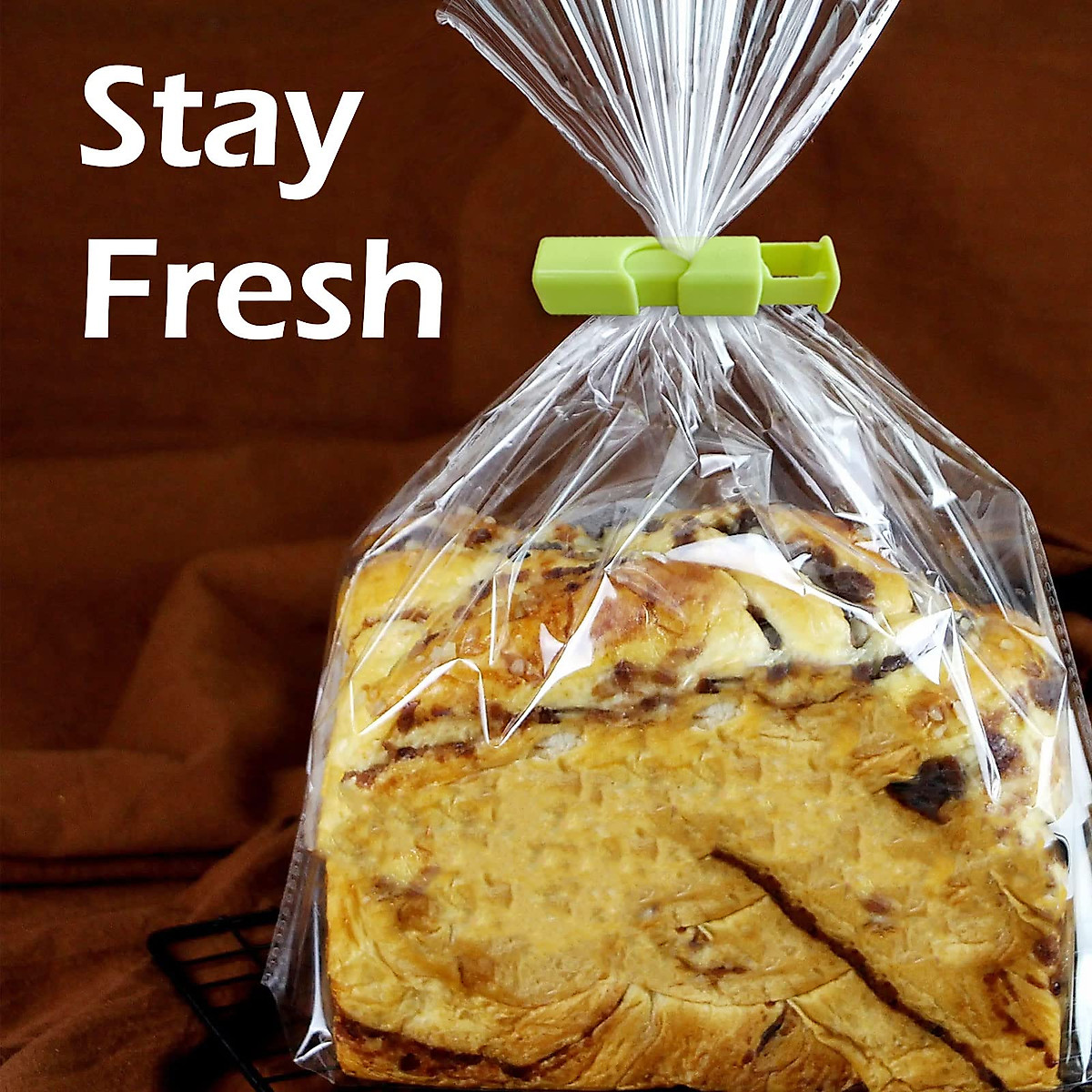 12Pcs Squeeze Bread Bag Clips, Food Bag Cinch Clips, Good Grips Collection Bag Clip Reusable for Bagel, Nuts, Rice, Beans, Dried Fruit, Frozen Food Sealing (Blue, Green, Pink)