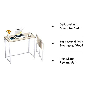 WOHOMO Folding Desk, Small Foldable Desk 31.5" for Small Spaces, Space Saving Computer Table Writing Workstation for Home Office, Easy Assembly, Oak
