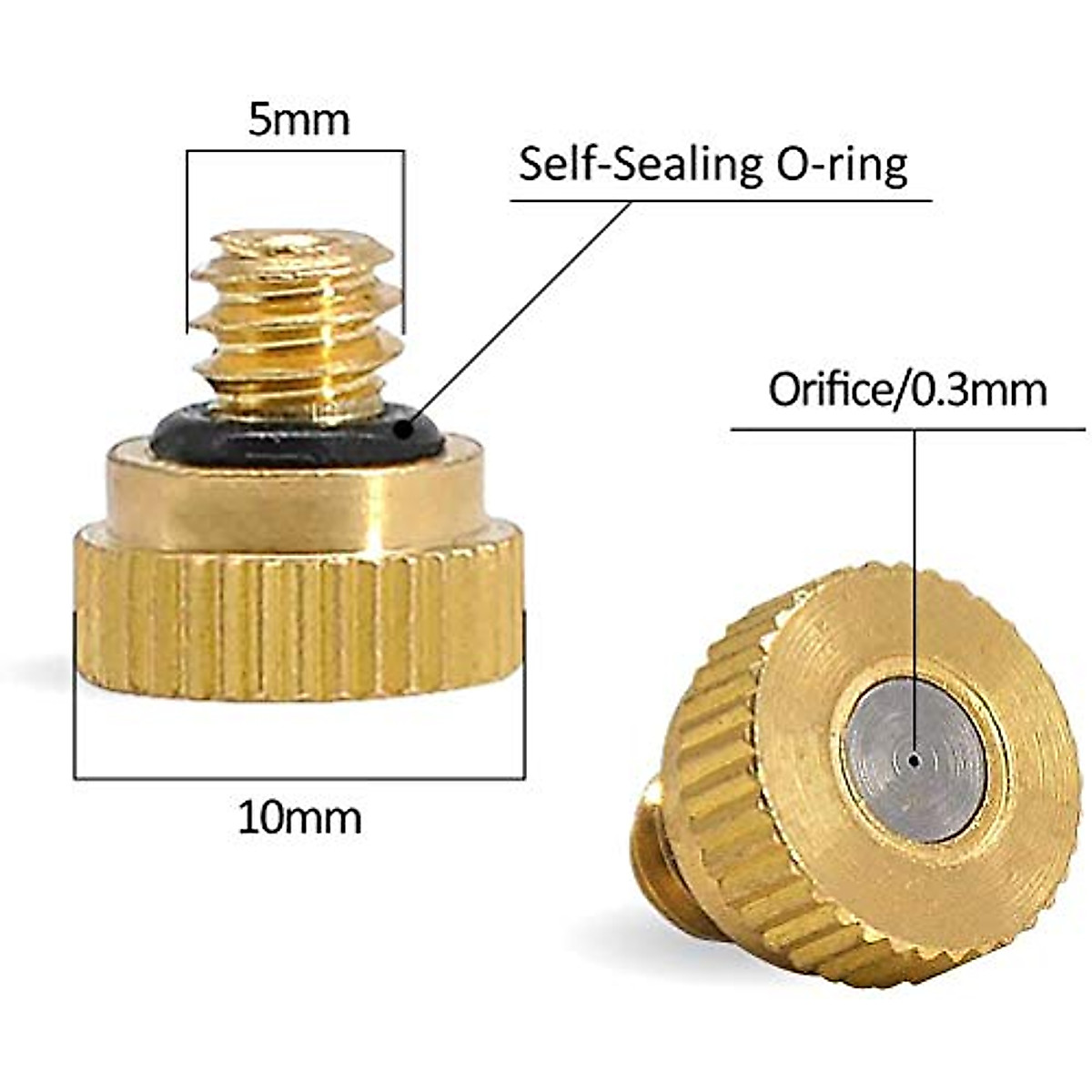 Aootech 32 Pack Brass Misting Nozzles for Outdoor Cooling System, 0.012” Orifice (0.3 mm) 10/24 UNC