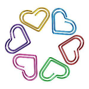 105 Pieces Colorful Paper Clips Metal Heart Paperclips for Office Stationery School Supplies