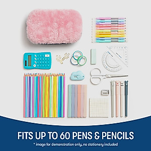 ZIPIT Fluffy Pencil Box for Girls | Furry Unicorn Pencil Case | Large Capacity Storage Container (Unicorn)