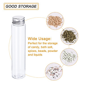 PATIKIL 40Pcs 110ml Plastic Test Tubes with Screw Caps, 155x33mm Tubes Aluminum Lid, for Scientific Experiments Party Decoration Candy Bead Storage Bath Salt