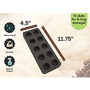 Polar Whale 2 Coffee Pod Storage Organizers Tray Drawer Insert for Kitchen Home Office Waterproof 4.5 X 11.75 Inches Holds 10 Compatible with Keurig K-Cup Durable Dark Gray Foam Made In The USA