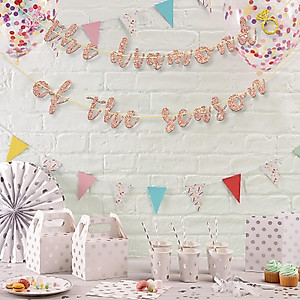 KakaSwa Tea Party Bridal Shower Banner, The Diamond of The Season Banner for High Tea Party Supplies, Bridal Shower Garden Party Decorations, Rose Gold Glitter