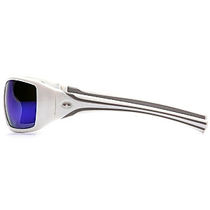 Pyramex Goliath Safety Eyewear, White Frame, Ice Blue Mirror Lens