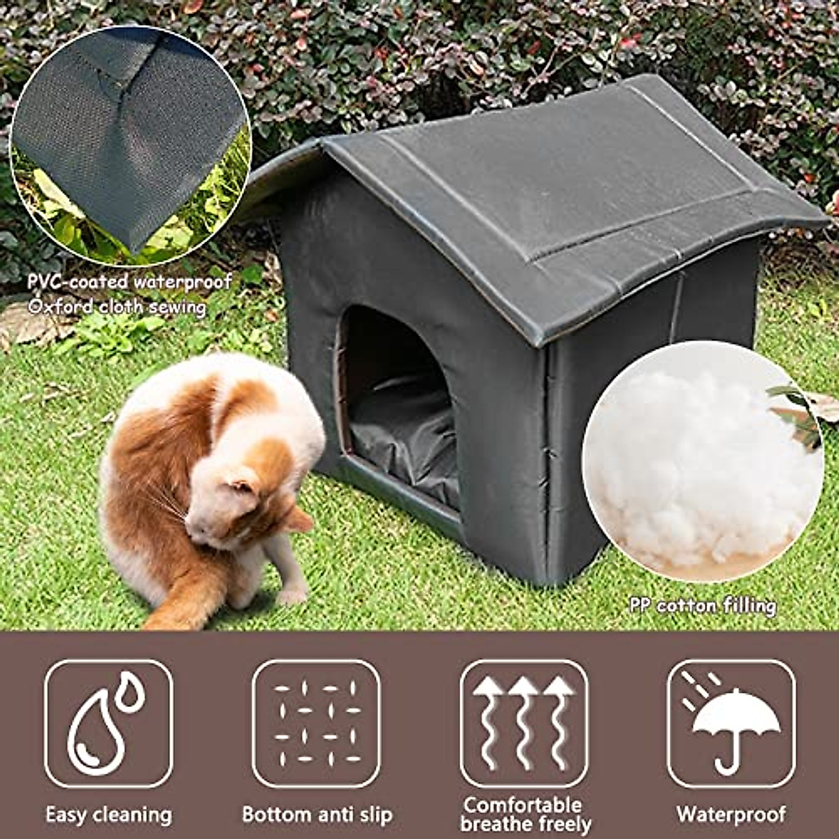BNOSDM Outdoor Cat Dog Waterproof House Foldable Feral Cat Shelter Pet Tent Nest for Indoor Outdoor Stray Small Animals