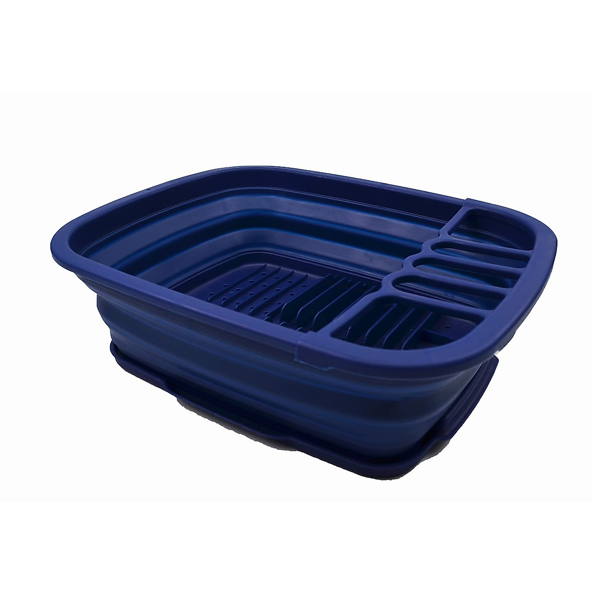 SAMMART 8L (2.11Gallons) Collapsible Dish Drainer with Drainer Board - Foldable Drying Rack Set - Portable Dinnerware Organizer - Space Saving Kitchen Storage Tray (Royal Blue, 1)