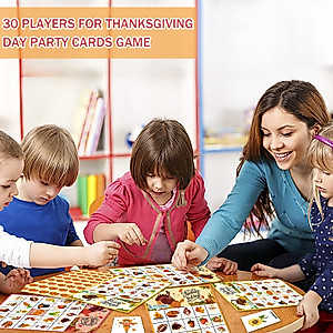 VESPRO 46PCS Thanksgiving Bingo Game Cards for 30 Players Thanksgiving Day Party Games Fall Bingo for Kids Party Classroom Activities