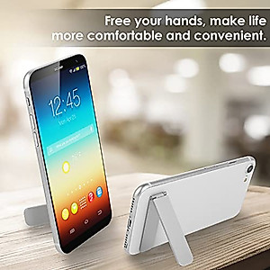TIESOME Ultra-Thin Mobile Phone Holder, Foldable Mini Phone Kickstand Portable Phone Stand Adjustable Angle for Phone and Phone Case Universal Model (Silver)