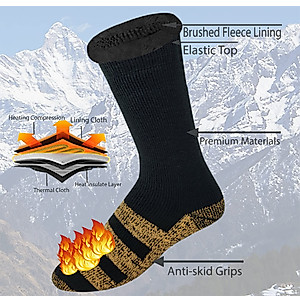 6 pairs Packs Thermal Lodge Socks for Men and Women, Heated Winter Non-Skid Boot Socks, Insulated for Cold (as1, numeric, numeric_10, numeric_13, regular, regular, Assorted Copper, 10-13)