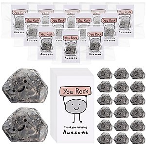 Huwena 30 Sets Inspirational You Rock Gifts Resin Smile Stone with You Rock Card Thank You for Being Awesome Gift Bulk Employee Appreciation Gift Party Favor Gifts for Team Coworker Adult Rock Lover