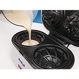 Double Waffle Bowl Maker by StarBlue - White - Make bowl shapes Belgian waffles in minutes | Best for serving ice cream and fruit | Gift ideas 110V 50/60Hz 1200W