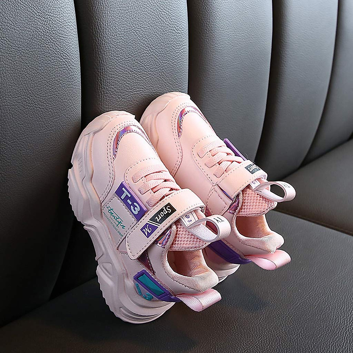 IWIHMIV Kids Fashion Sneaker Shoes Lightweight Athletic Running Shoe Breathable Sports Shoe（a1-Pink,4.5 Years