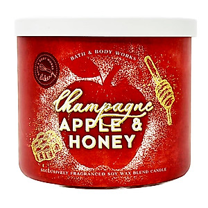 Bath + Body Works Champagne Apples and Honey Candle - Crisp Apples + Sparkling Champagne + Sweet Honey - 3 Wick Scented Candle for Fall - 14.5 Ounces - Fall Candles, 2024.