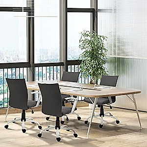 Vinsetto Mid Back Home Office Chair with Adjustable Height, High Armrests and Rocking Function, Dark Grey/White