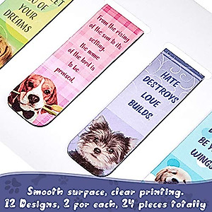 24 Pieces Magnetic Bookmarks Magnet Page Markers Inspirational Bookmark with Scripture and Inspiration Quotes Assorted Book Markers Set for Students Teachers Reading Supplies Puppy Faces
