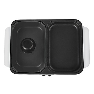 Hot Pot with Grill, Electric Hot Pot and Frying Pan, Shabu Shabu Pot with Grill, 2 in 1 Indoor NonStick Shabu Shabu Pot and Griddle, Dual Temperature Control, Fast Heating for BBQ Steak Noodles(White)