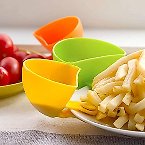 Dip Clip for Bowls Plates 4PCS Plastic Dish Chip Bowl and Dip Serving Set Sauce Holder for Spice Tomato Sauce Salt Veggie Vinegar Ketchup