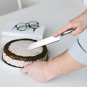 tiokin Wedding Cake Knife and Server Set,Stainless Steel Cake Cutting Set,2Pcs Silver Include 10.63" Cake Cutter And 9.06" Cake Server for Wedding, Birthday, Parties and anniversary