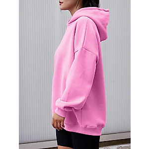 AUTOMET Womens Oversized Hoodies Fleece Sweatshirts Hooded Pullover 2024 Fashion Fall Clothes Trendy Outfits Winter Sweater Pink