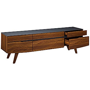 Modway Scope 71" Mid-Century Modern Low Profile Entertainment TV Stand, Walnut Gray