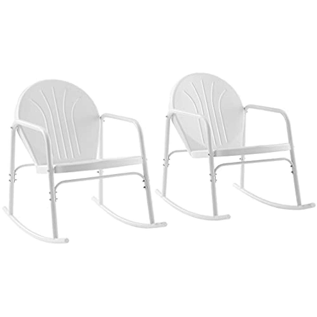 Crosley Furniture CO1013-WH Griffith Retro Metal Outdoor Rocking Chairs, White Gloss