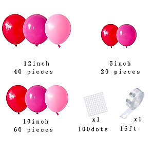 Matte Red, Light Pink, Rose Red Balloons Arch Garland - Strawberry Birthday Party Supplies Red Pink Balloons Arch Mother Day Party for Strawberry Birthday Wedding Bachelorette Valentines Party Decors