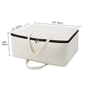 Beige Canvas Soft Storage Bags Set, Breathable Fabric, Large Different Size for Closet Shelves, 1pcs XL Bag, 2pcs L Size Bags