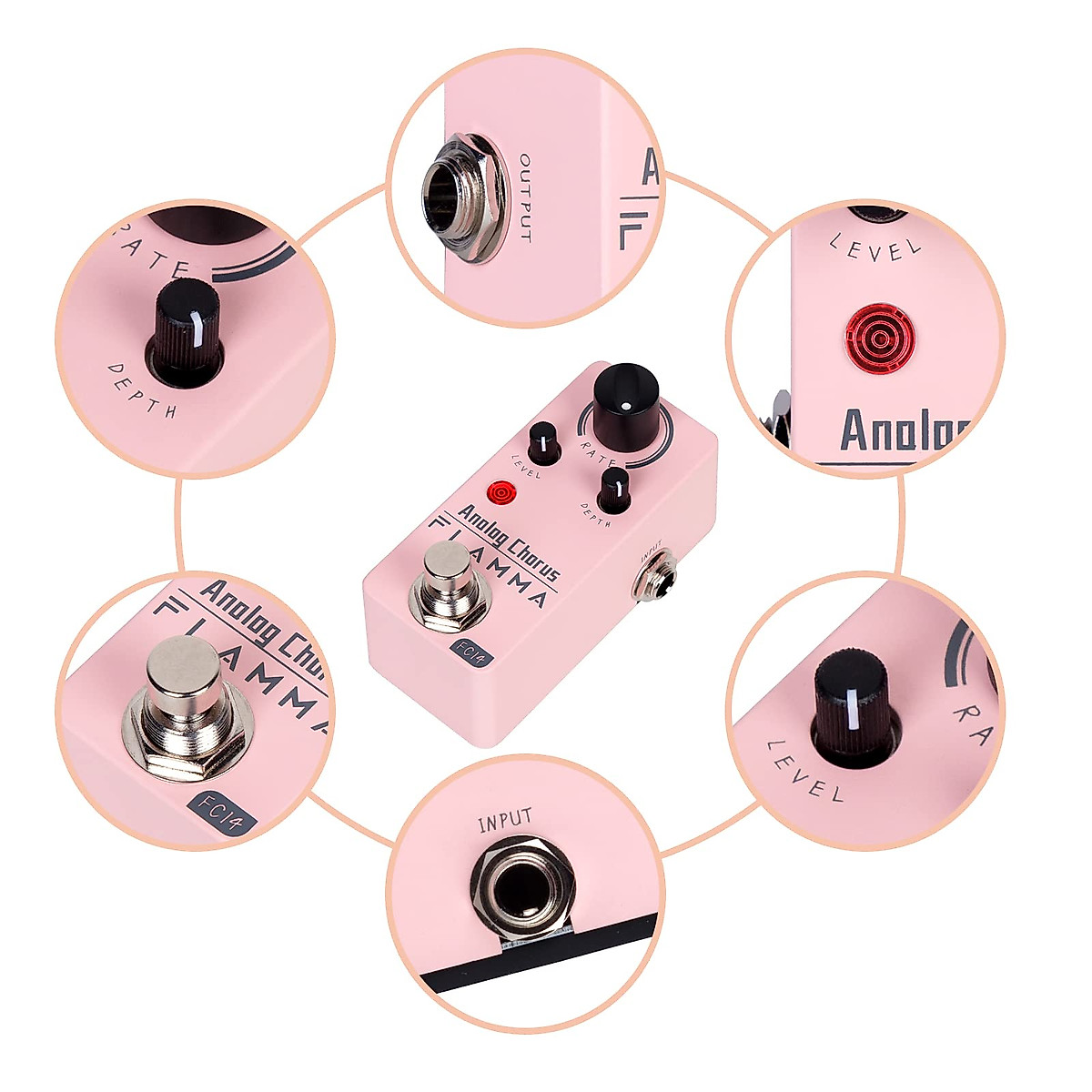 FLAMMA Chorus Pedal, FC14 Analog Chorus Guitar Effects True Bypass Portable Durable Metal Shell