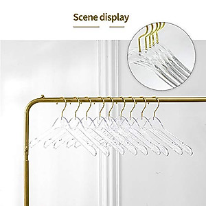 tonchean 20 Pack Quality Acrylic Clear Hangers Acrylic Crystal Clothes Hangers with Swivel Hook Gold Clear Hangers with Non-Slip Notches for Suit Coat Sweater Jacket Blouse Dress