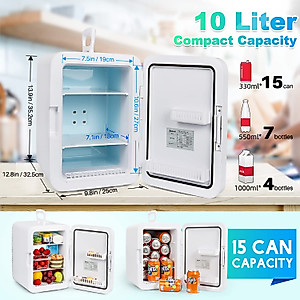 AstroAI Mini Fridge 6 Litre, 8 Can Skincare Fridge, AC/DC Portable Beauty Fridge for Skincare, Cosmetics, Bedroom (Mirror & Light)
