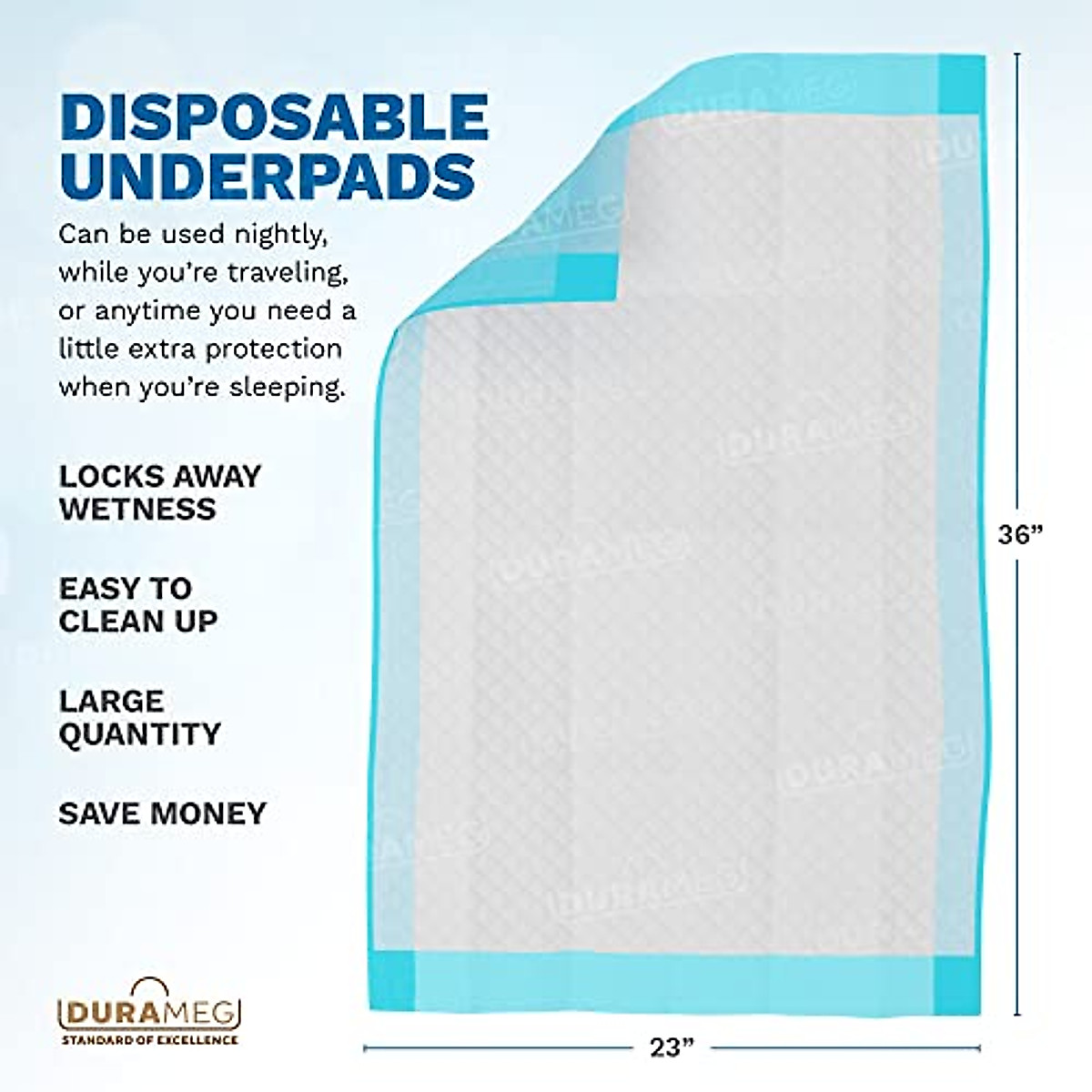 Chucks Pads Disposable [150-Pads] Underpads 23x36 Incontinence Chux Pads Absorbent Fluff Protective Bed Pads, Pee Pads for Babies, Kids, Adults & Elderly | Puppy Pads Large for Training Leak Proof