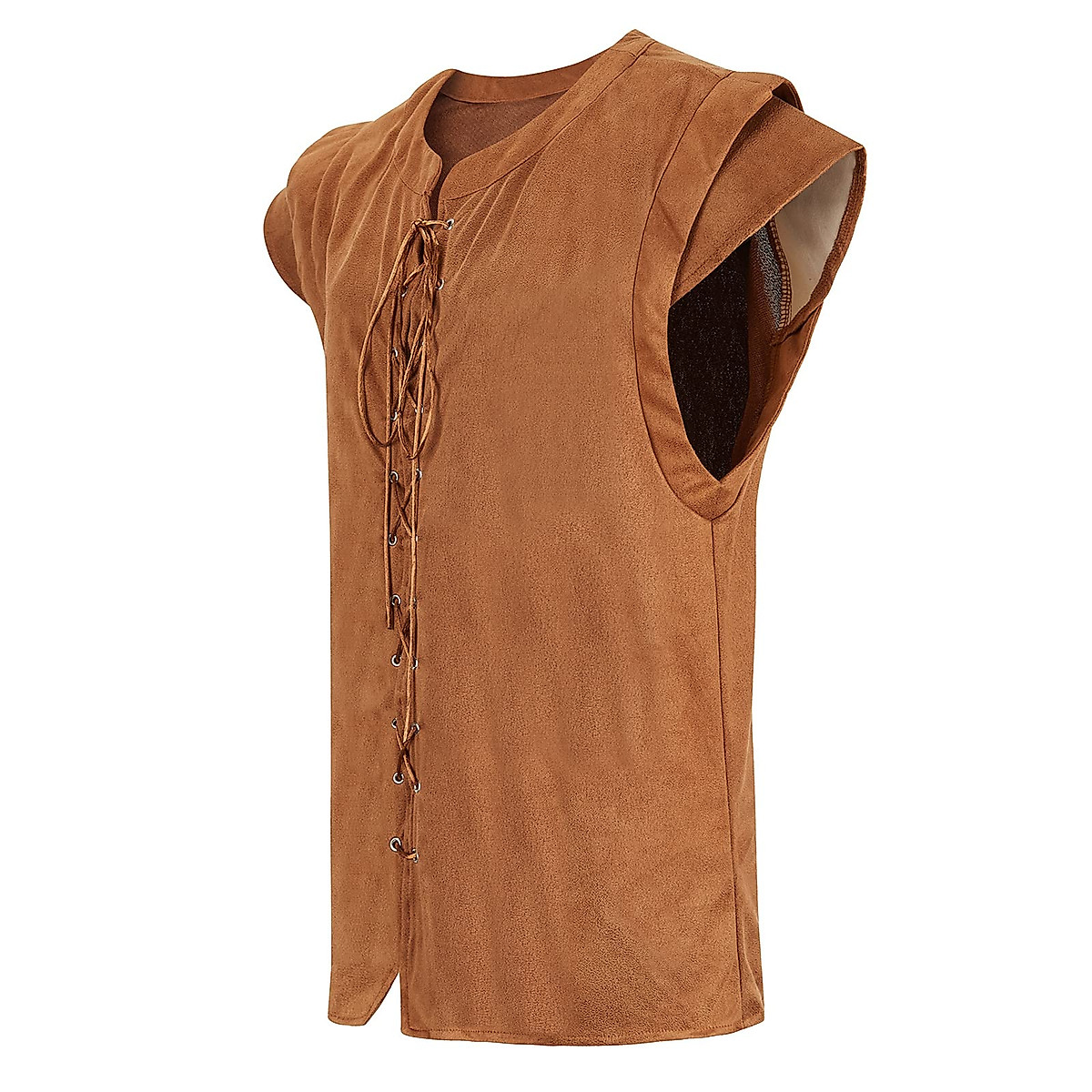 Pirate Vest Renaissance Costume Men Vest Medieval Pirate Costume Viking Tunic Vest Light Brown S