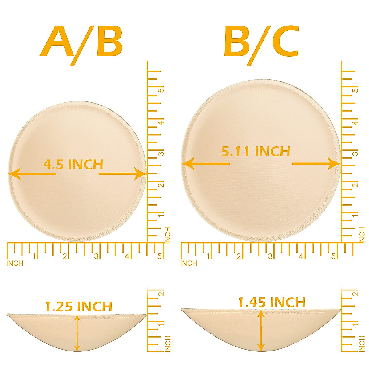 TopBine 3 pairs Round Soft Bra Inserts Pads Removable Sport Bra Cups inserts Mastectomy Bra Inserts For Bikini Top Swimsuit