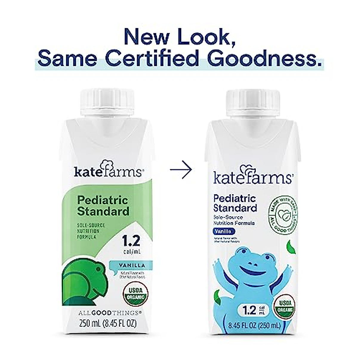 Kate Farms Pediatric Standard 1.2 Formula, Sole Source Nutrition, Nutritional Supplement Drinks, Feeding Tube Meals, Protein Shakes for Kids (Vanilla 1.2 cal/mL, Case of 12)