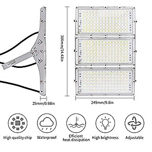 CHARON 300W LED Flood Light, 24000LM Super Bright Outdoor Security Lights with Wider Lighting Angle, 6000K Daylight White, IP66 Waterproof Outdoor Lighting for Garage, Garden, Lawn, Yard, Parking Lot