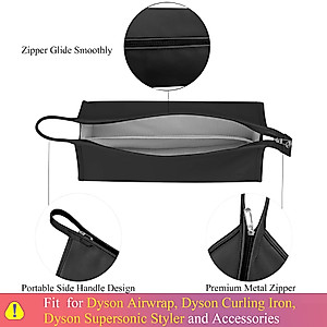 Pu Leather Travel Case Compatible with Dyson Airwrap Styler/Shark Flexstyle, Portable Carrying Case for Dyson Supersonic Hair Dryer, Shockproof Protection Organizer Bag Travel Storage Bag, Black