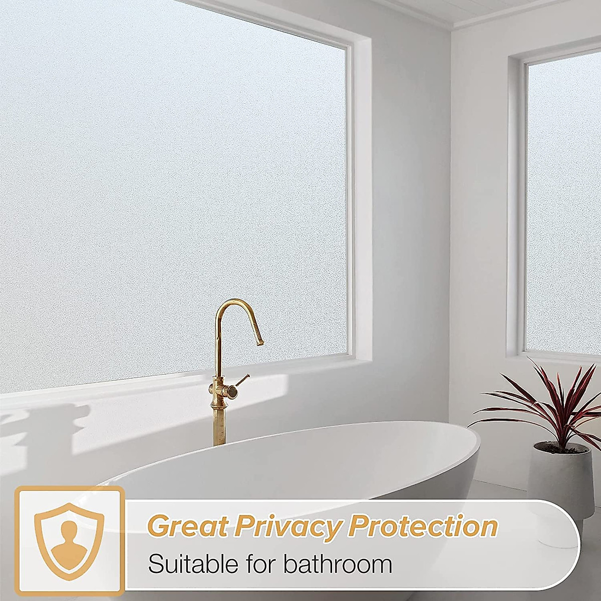 rabbitgoo Frosted Glass Window Film, Privacy Film for Glass Windows Static Cling, Removable Indoor Frosting Clings for Bathroom, Pure, 11.8 x 78.7 inches