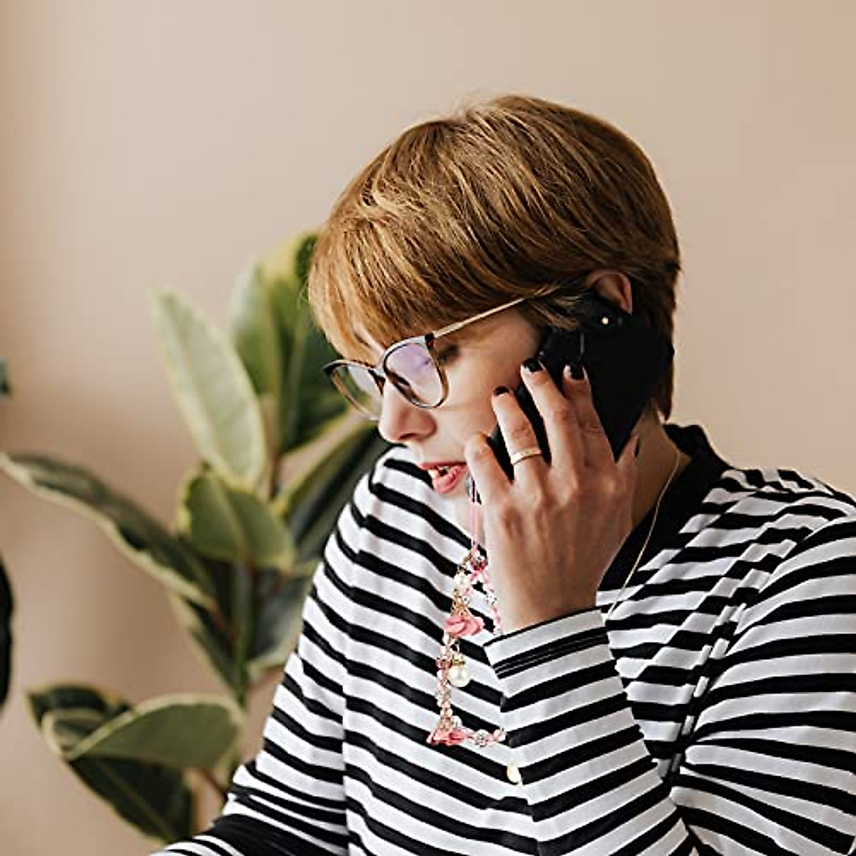 Hemobllo Cell Phone Straps Creative Crystal Flower Pendant Charm Non- slip Phone Lanyard Cute Pocket Keychain Strap for Car Key Purse Decoration (Pink)